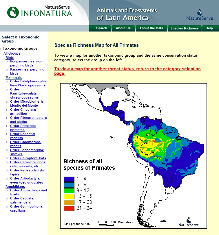 Random Question about Primate Species Richness in Latin America ...
